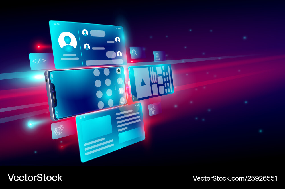 Mobile application creation web development Vector Image