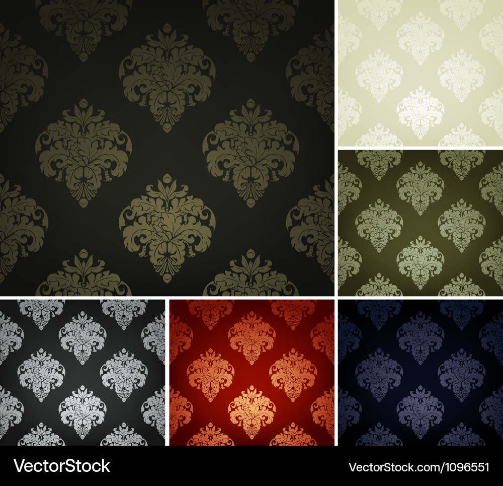 Seamless wallpaper pattern set of six colors Vector Image