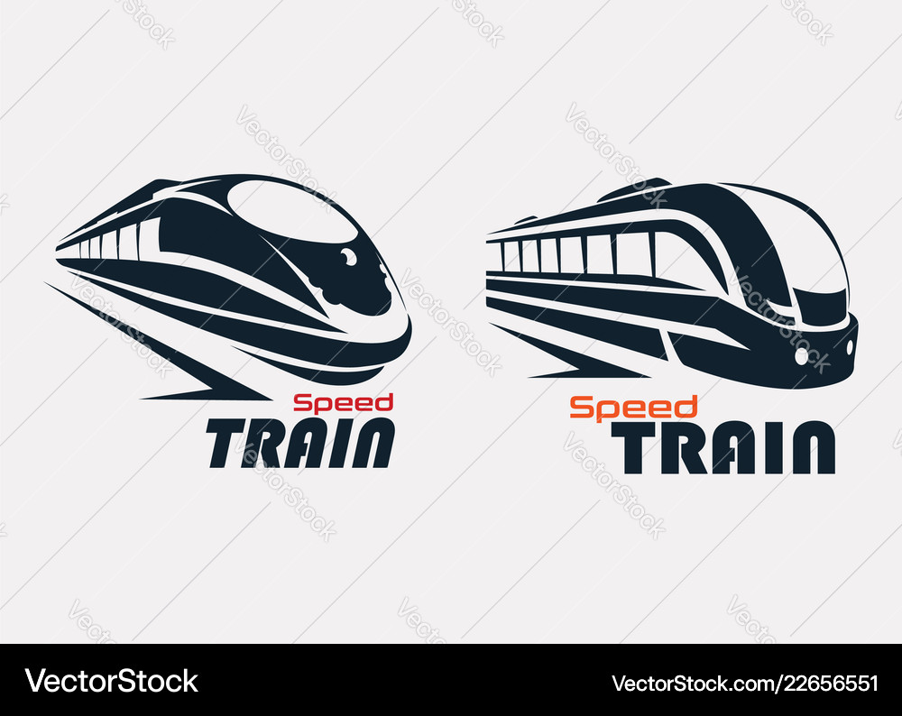 Speed train logo template stylized symbols set Vector Image
