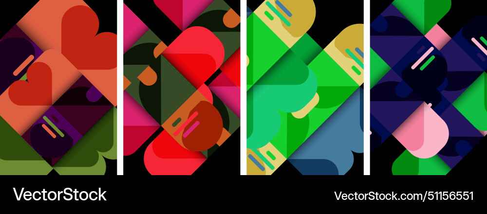 Vibrant geometric patterns on a dark textile Vector Image