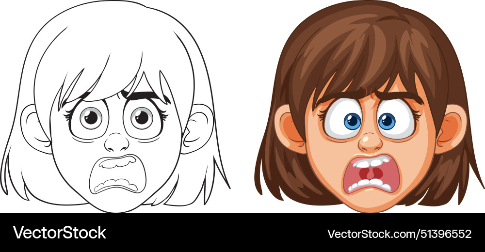 A girl with shocked expression Royalty Free Vector Image