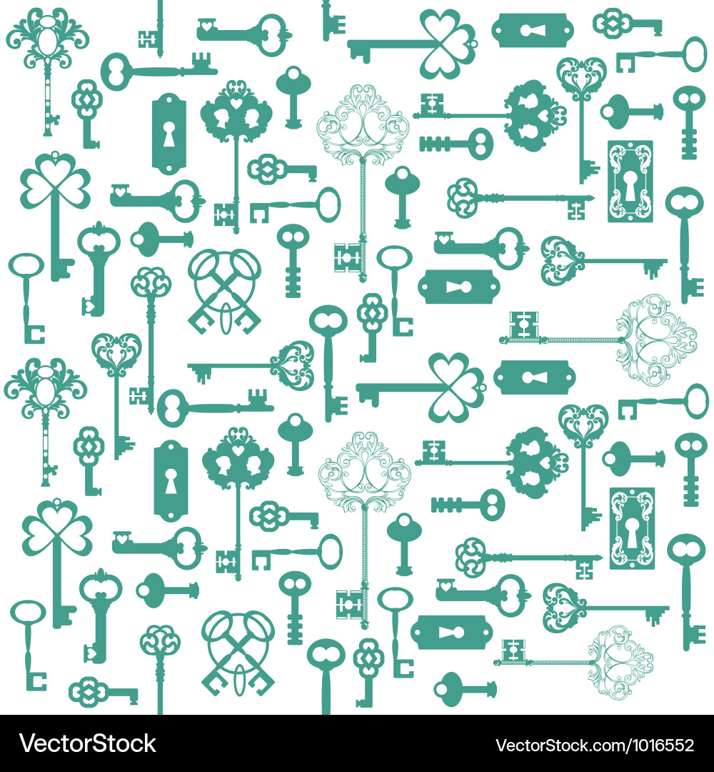 Antique keys background Royalty Free Vector Image