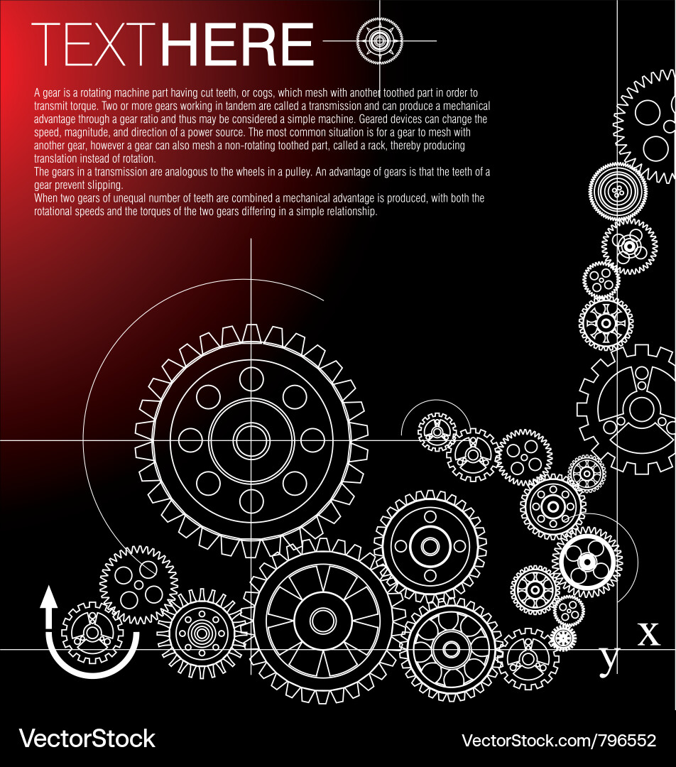 Complex Gear Mechanism Background Royalty Free Vector Image