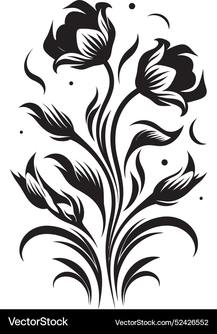 Gothic flora sketches noir artsleek silhouette Vector Image
