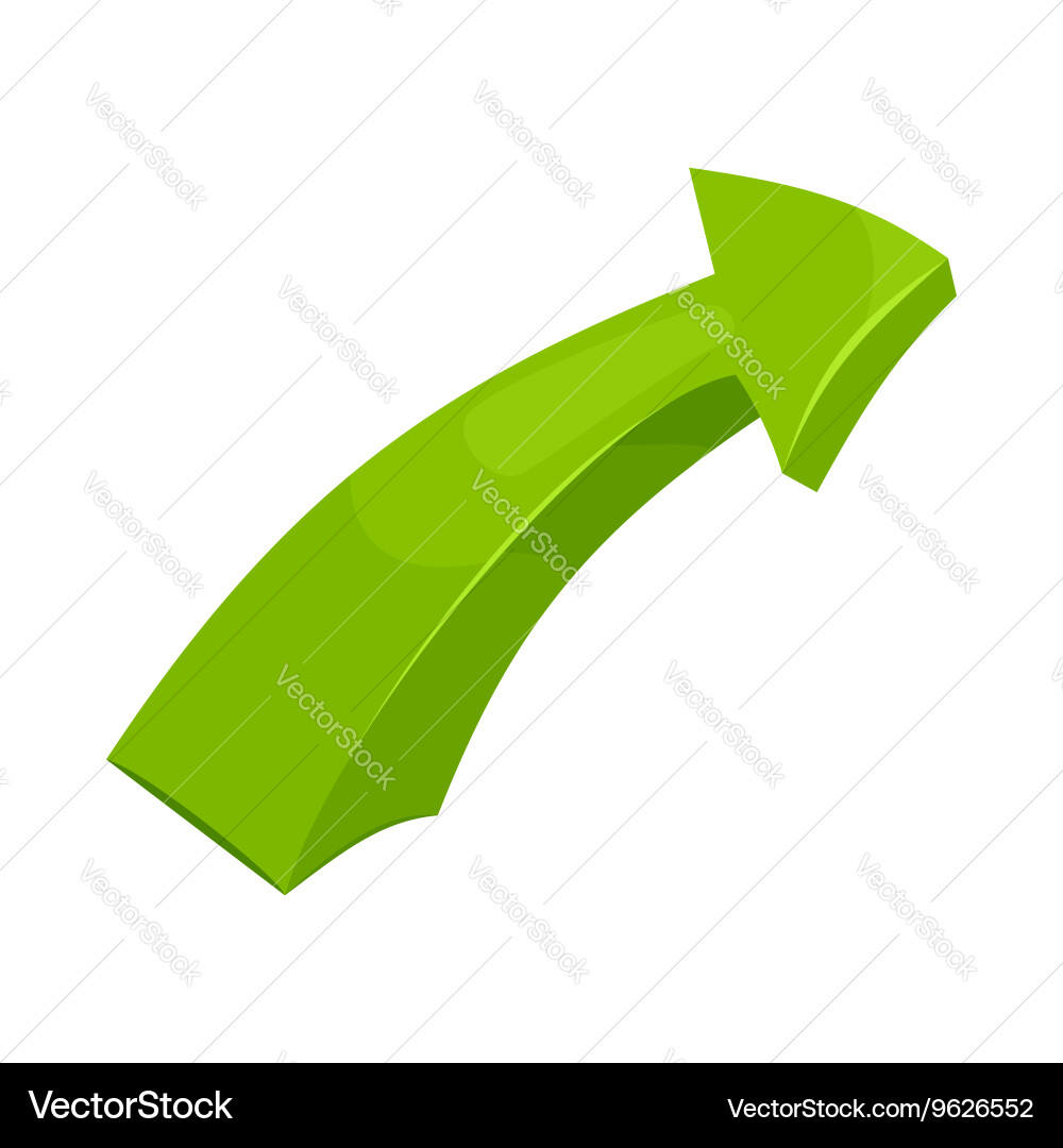 Green right arrow icon cartoon style Royalty Free Vector