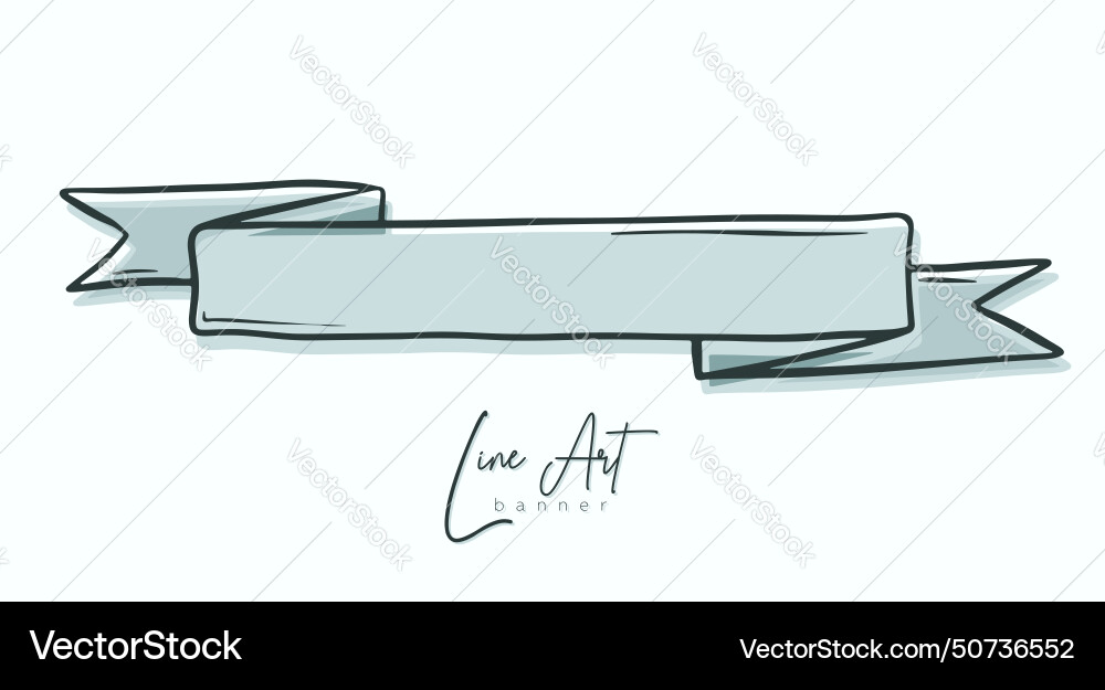 Hand drawn line art ribbon banner Royalty Free Vector Image