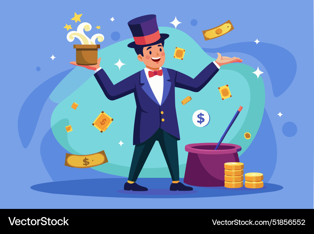 Magicians financial wizardry Royalty Free Vector Image