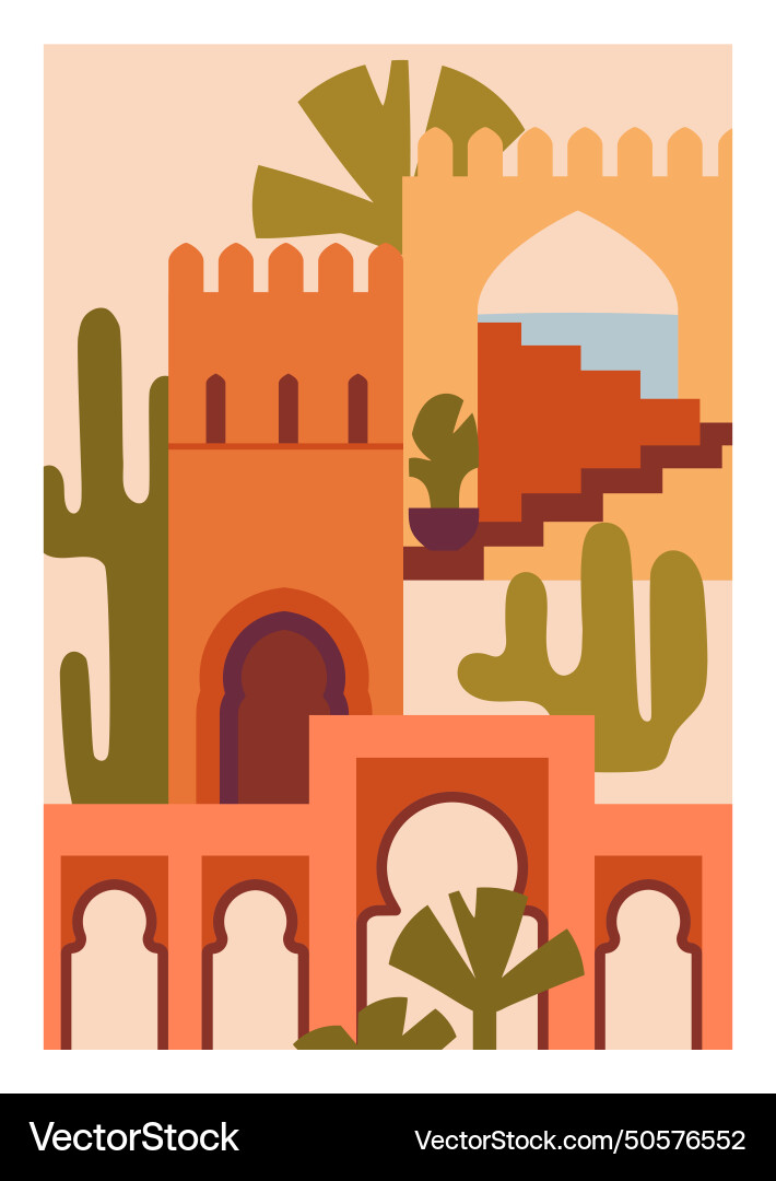 Morocco marrakech poster moroccan berber Vector Image