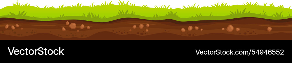 Seamless cartoon soil and grass with rocks ground Vector Image