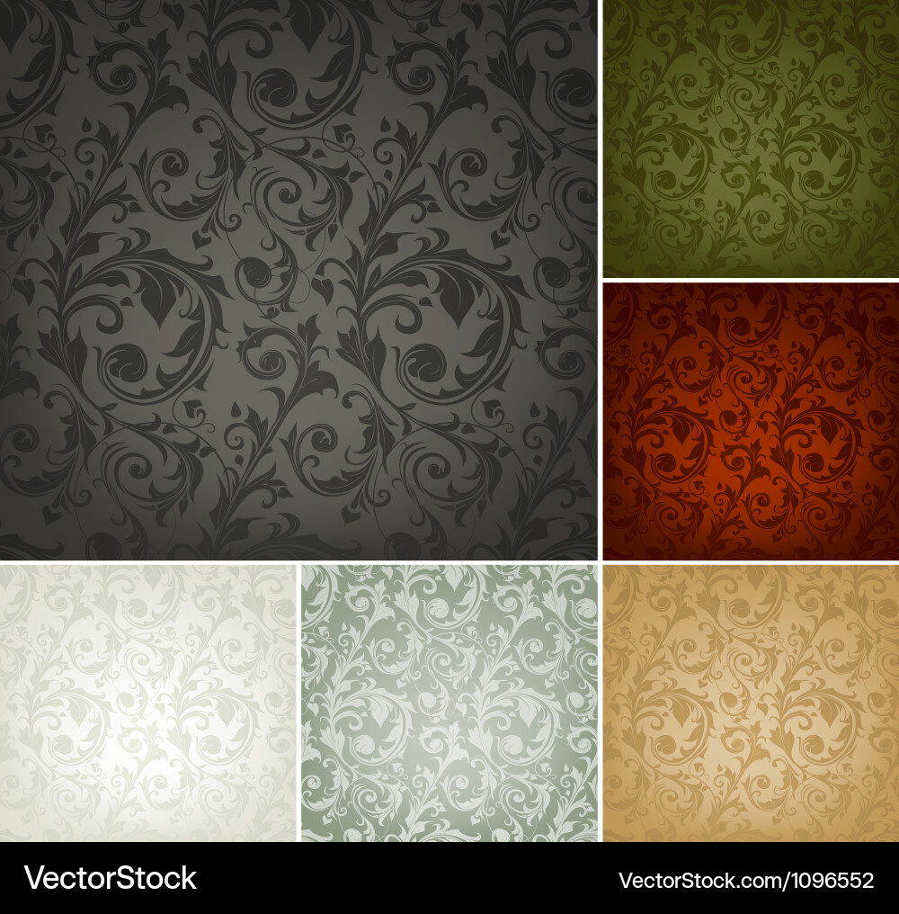 Seamless wallpaper pattern set of six colors Vector Image