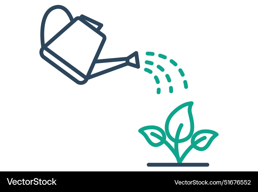 Watering icon can with plant Royalty Free Vector Image