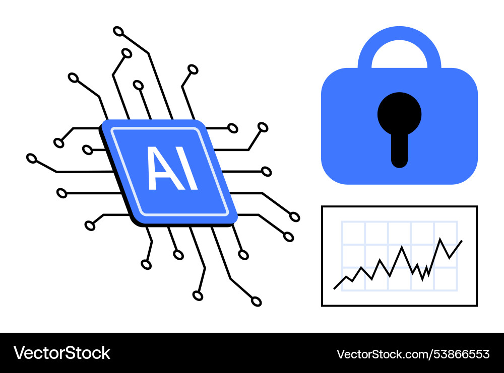Artificial intelligence and cybersecurity Vector Image