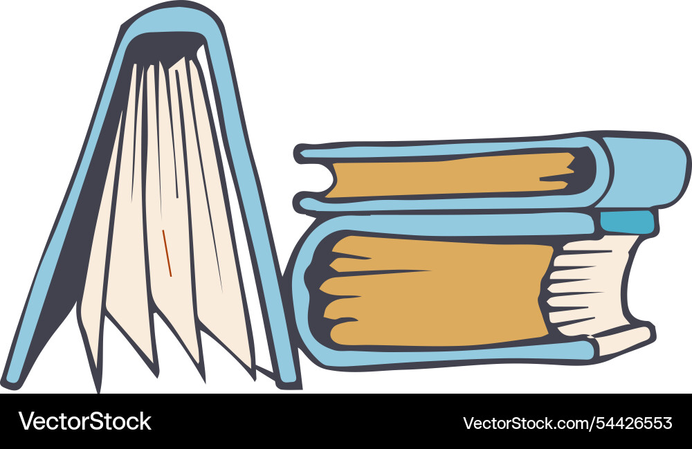 Books doodle color school library study drawing Vector Image
