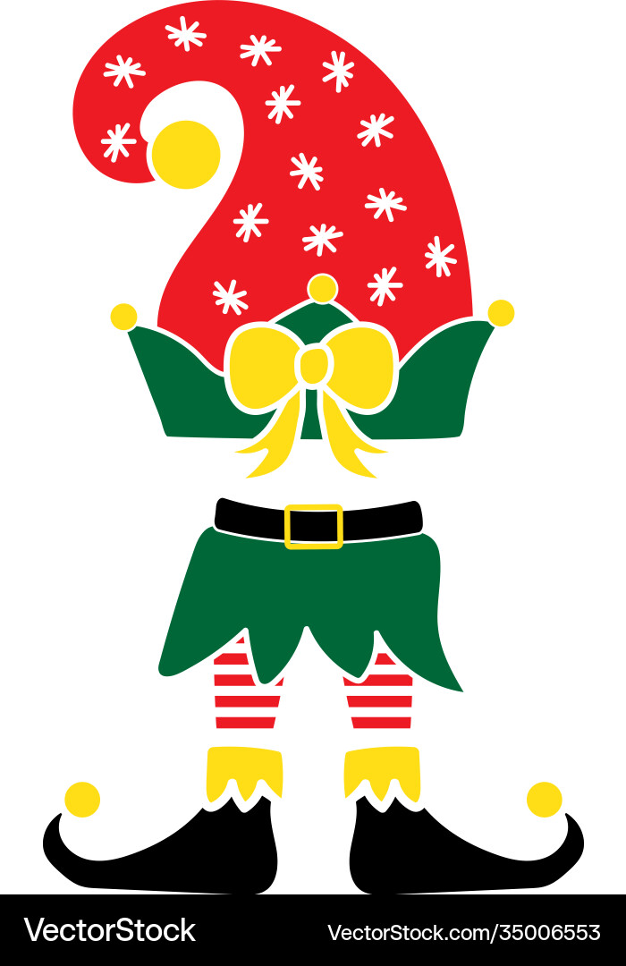 Christmas elf red hat isolated Royalty Free Vector Image