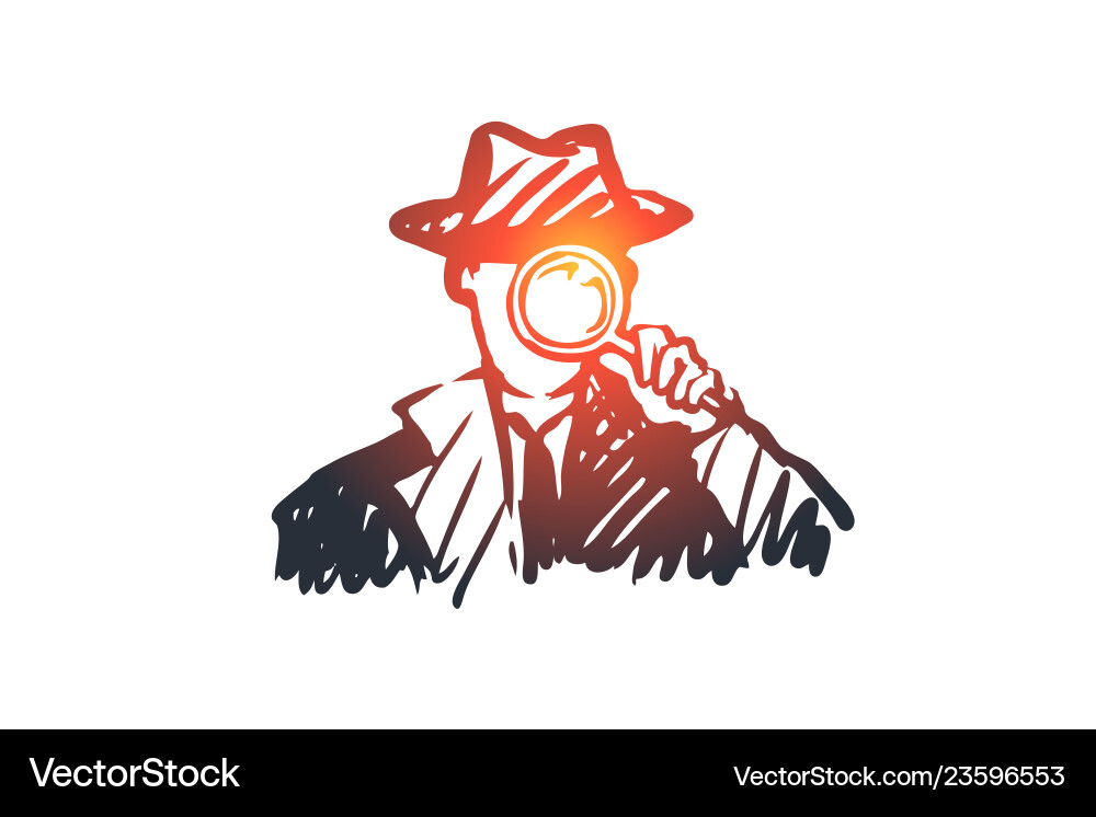 Detective weapon magnifying glass inspector Vector Image