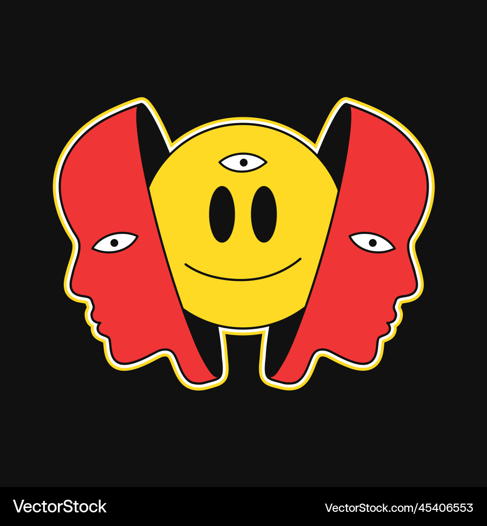 Human headsmile face emoji hand drawn Royalty Free Vector