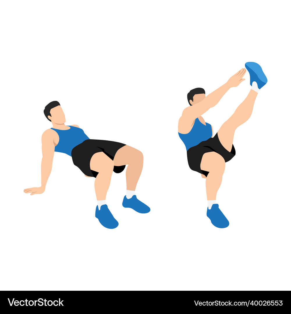Man doing crab toe touches exercise flat Vector Image