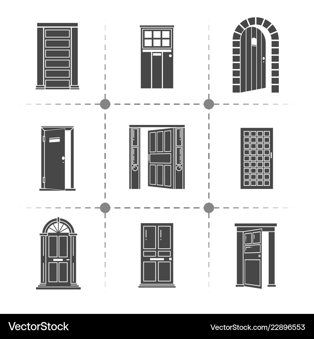Open and Closed Door Icons Royalty Free Vector Image