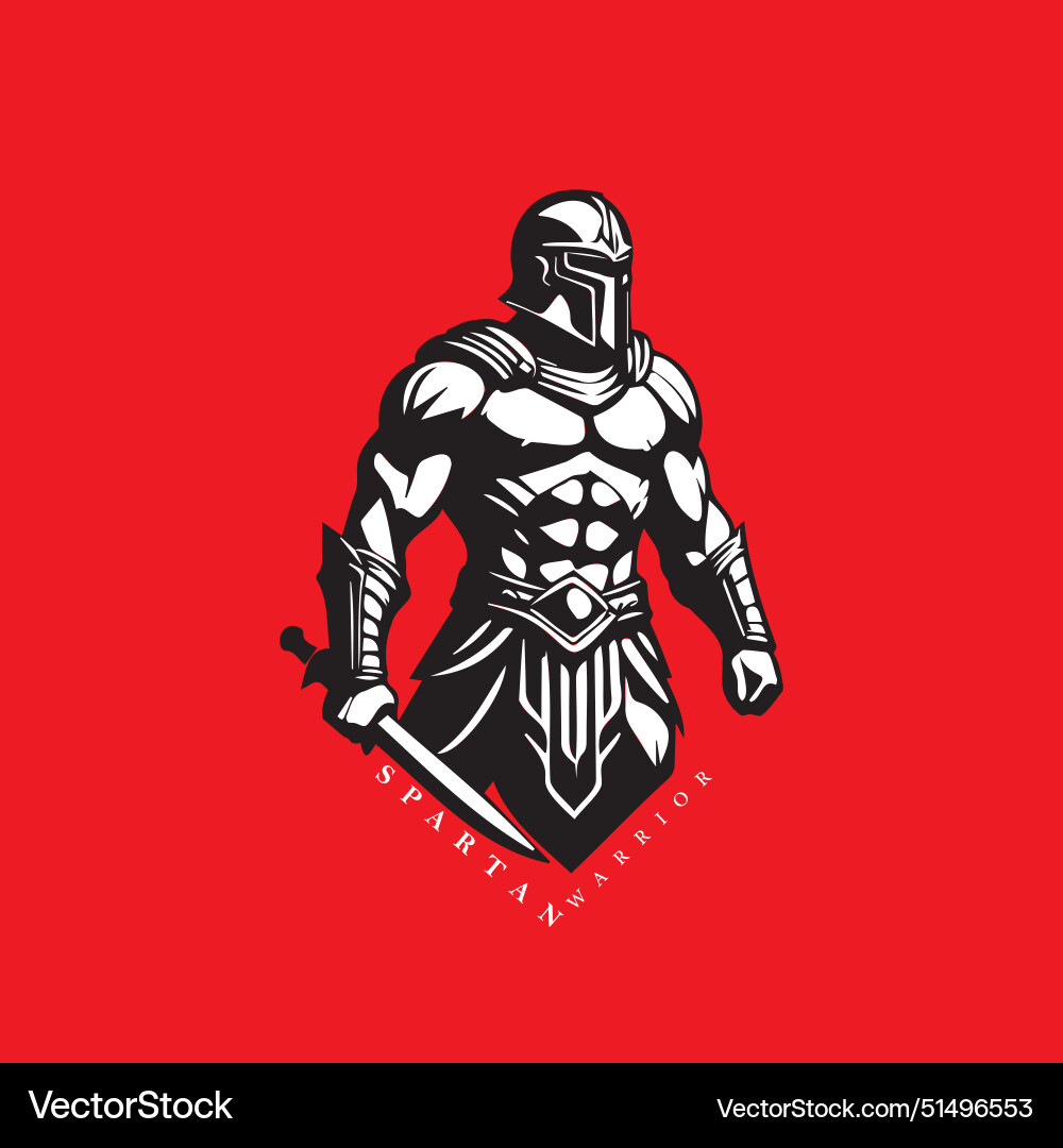Powerful warrior in armor with sword Royalty Free Vector