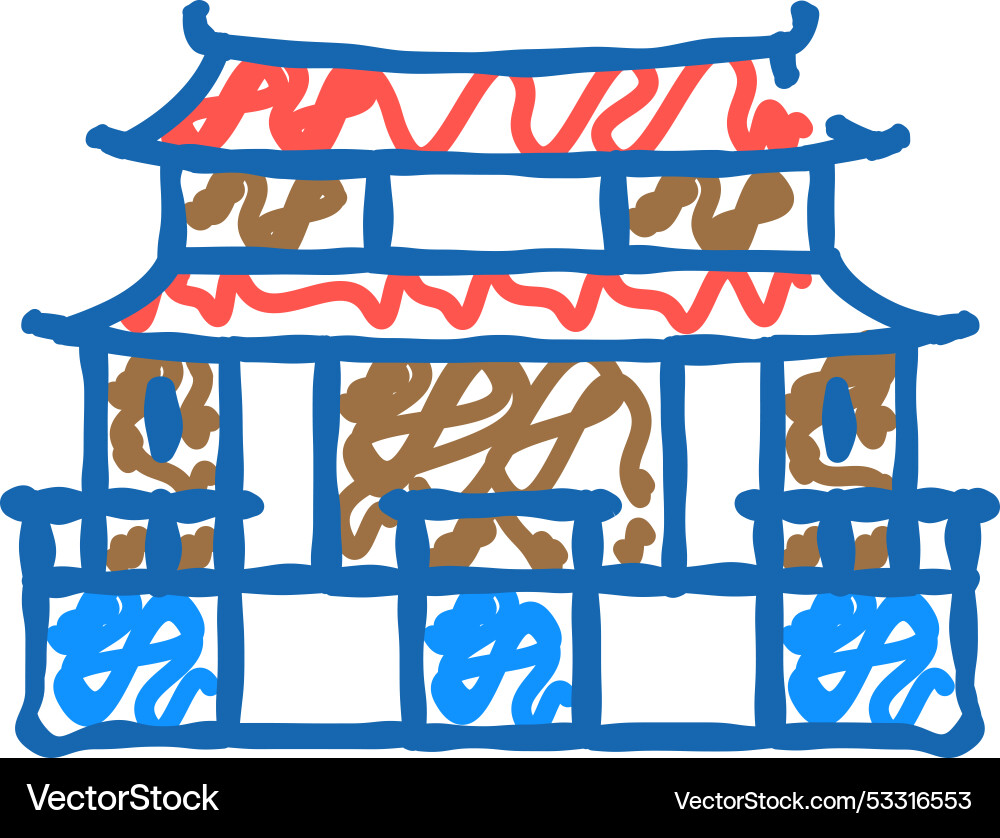 Traditional chinese temple icon doodle Royalty Free Vector
