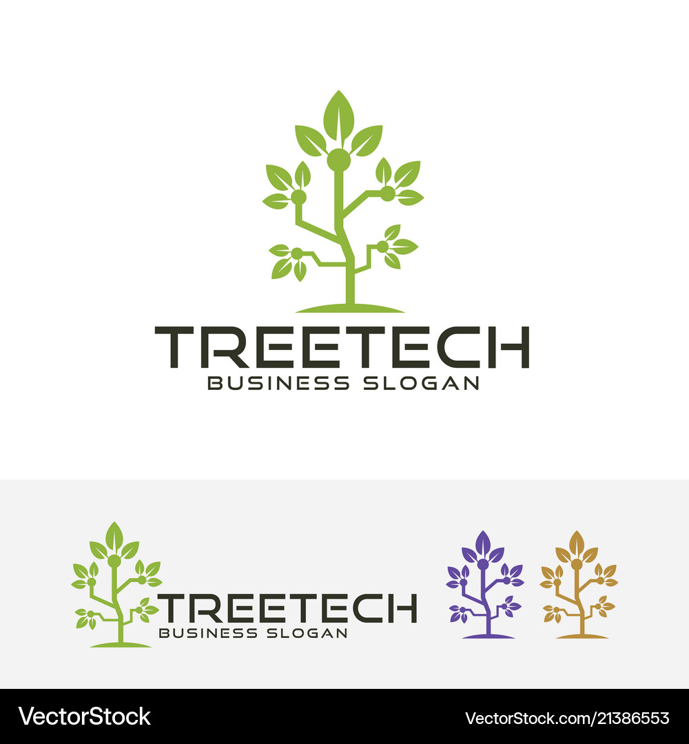 Tree Tech Logo Lizenzfreies Vektorbild - VectorStock
