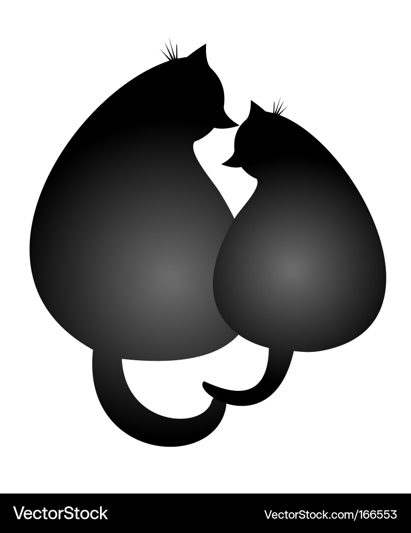 Two Cat Silhouettes Royalty Free Vector Image - VectorStock