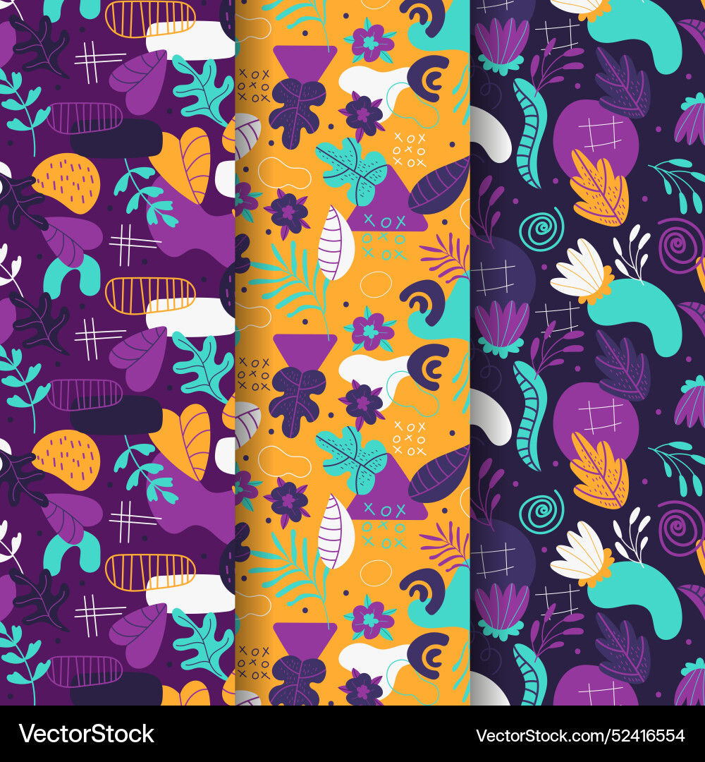 Abstract hand drawn pattern pack Royalty Free Vector Image