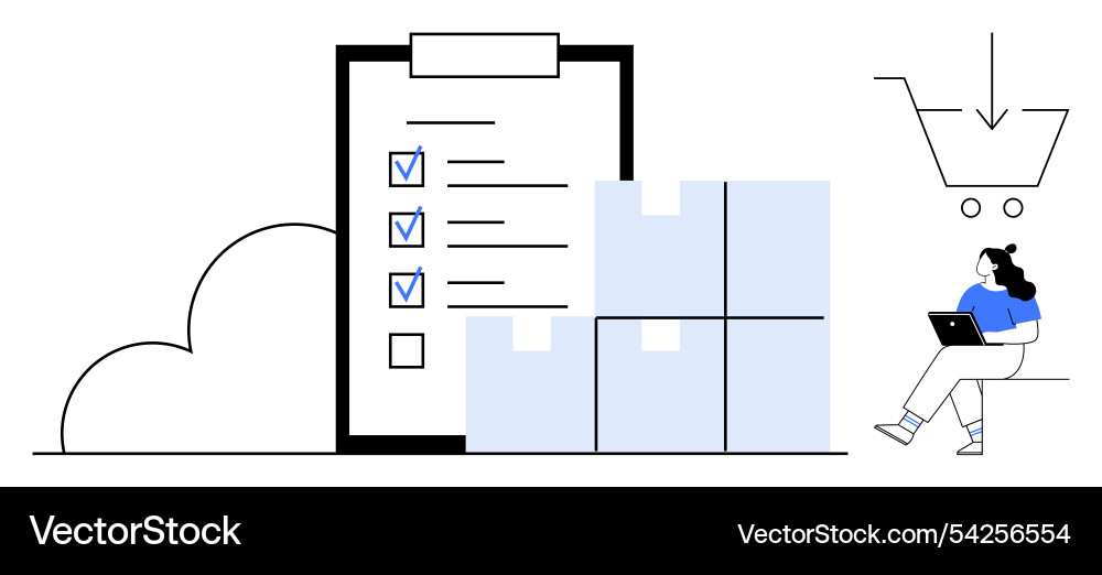Checklist with boxes cloud and person using Vector Image