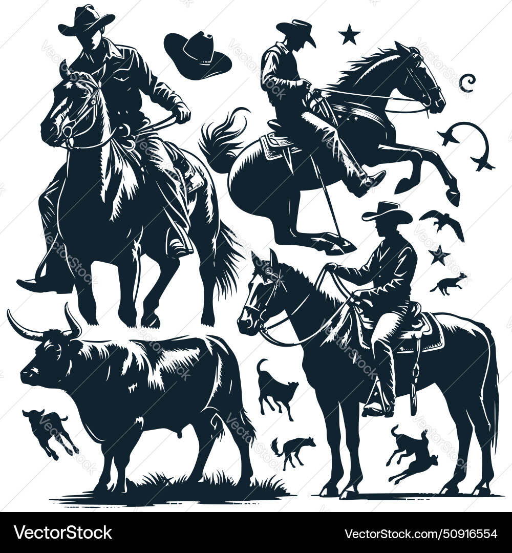Cowboy and cowgirl bundle file Royalty Free Vector Image