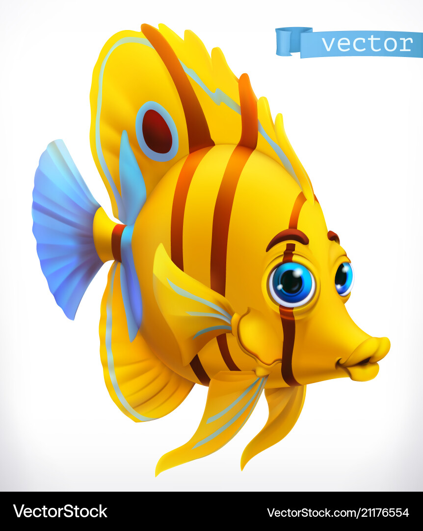 Funny tropical fish 3d icon Royalty Free Vector Image