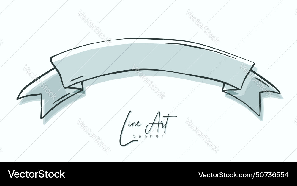 Hand drawn line art ribbon banner Royalty Free Vector Image