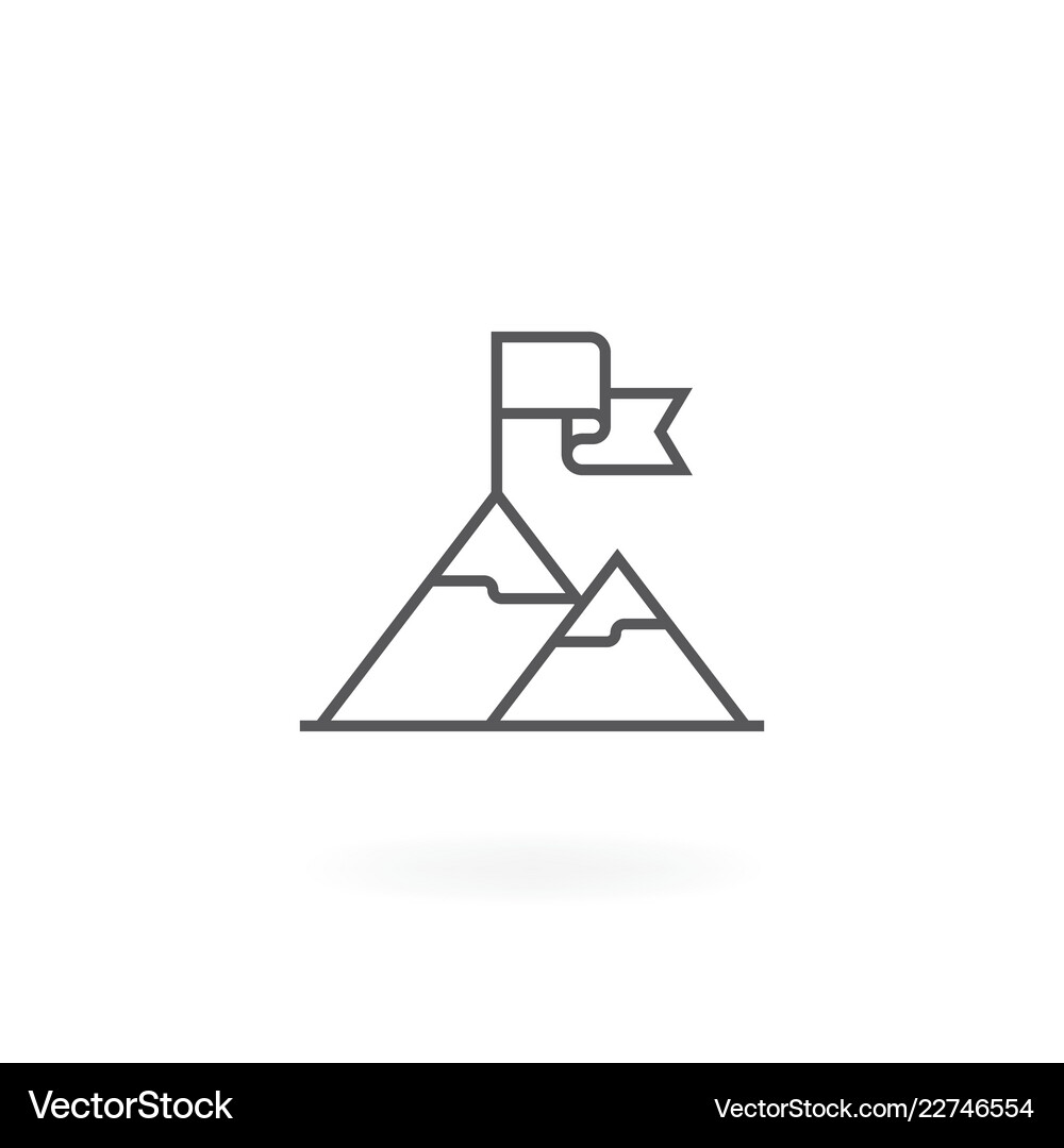 Icon of flag on mountain Royalty Free Vector Image