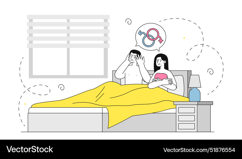 Intimate problems concept dissatisfied man Vector Image