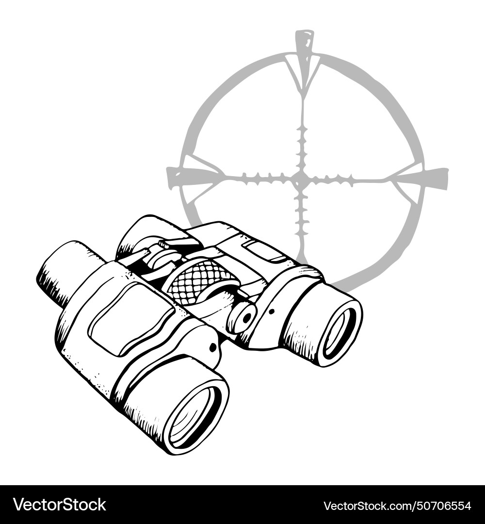 Military tactical binoculars with optical sight Vector Image
