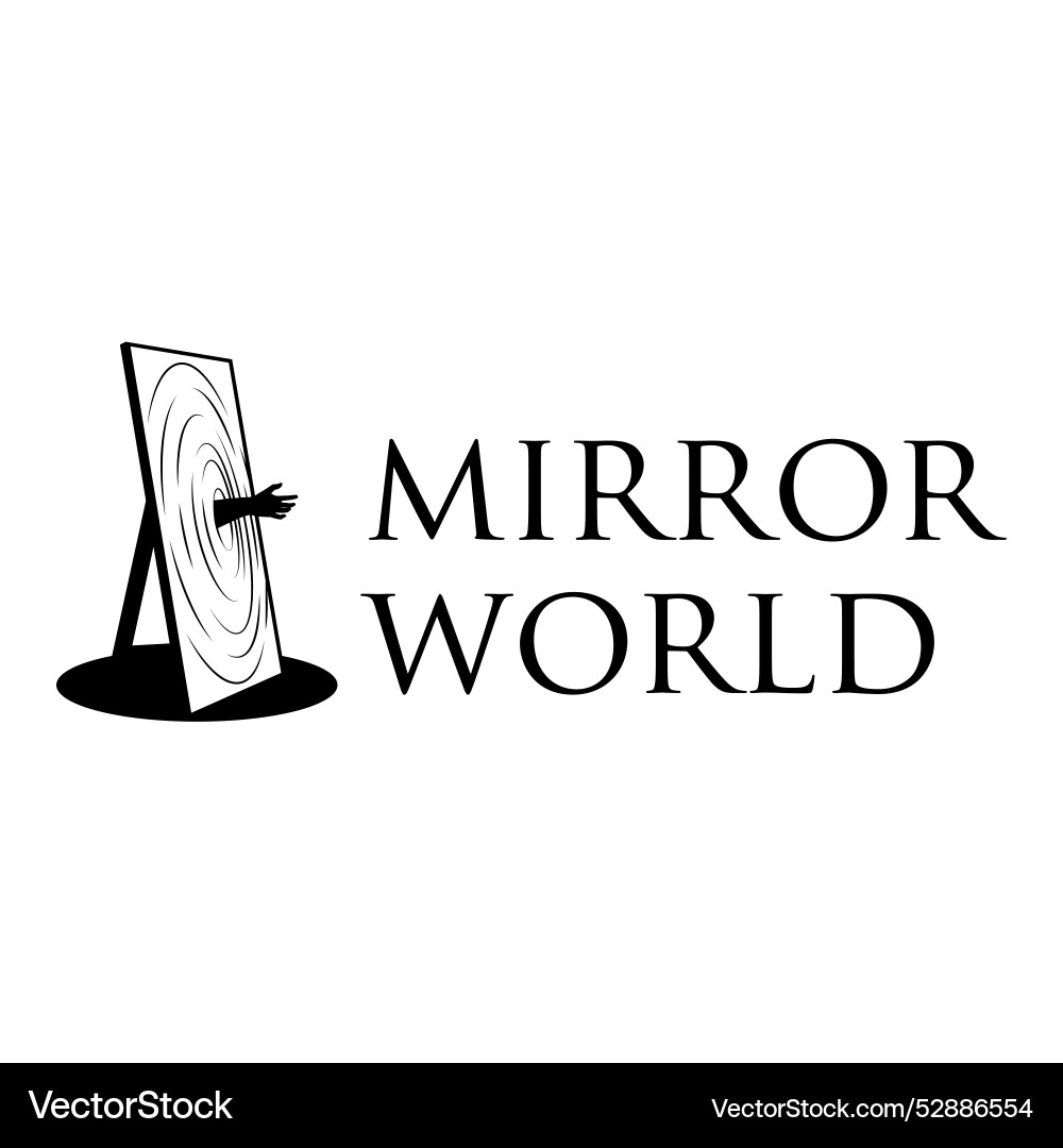 Mirror world minimalist logo design Royalty Free Vector