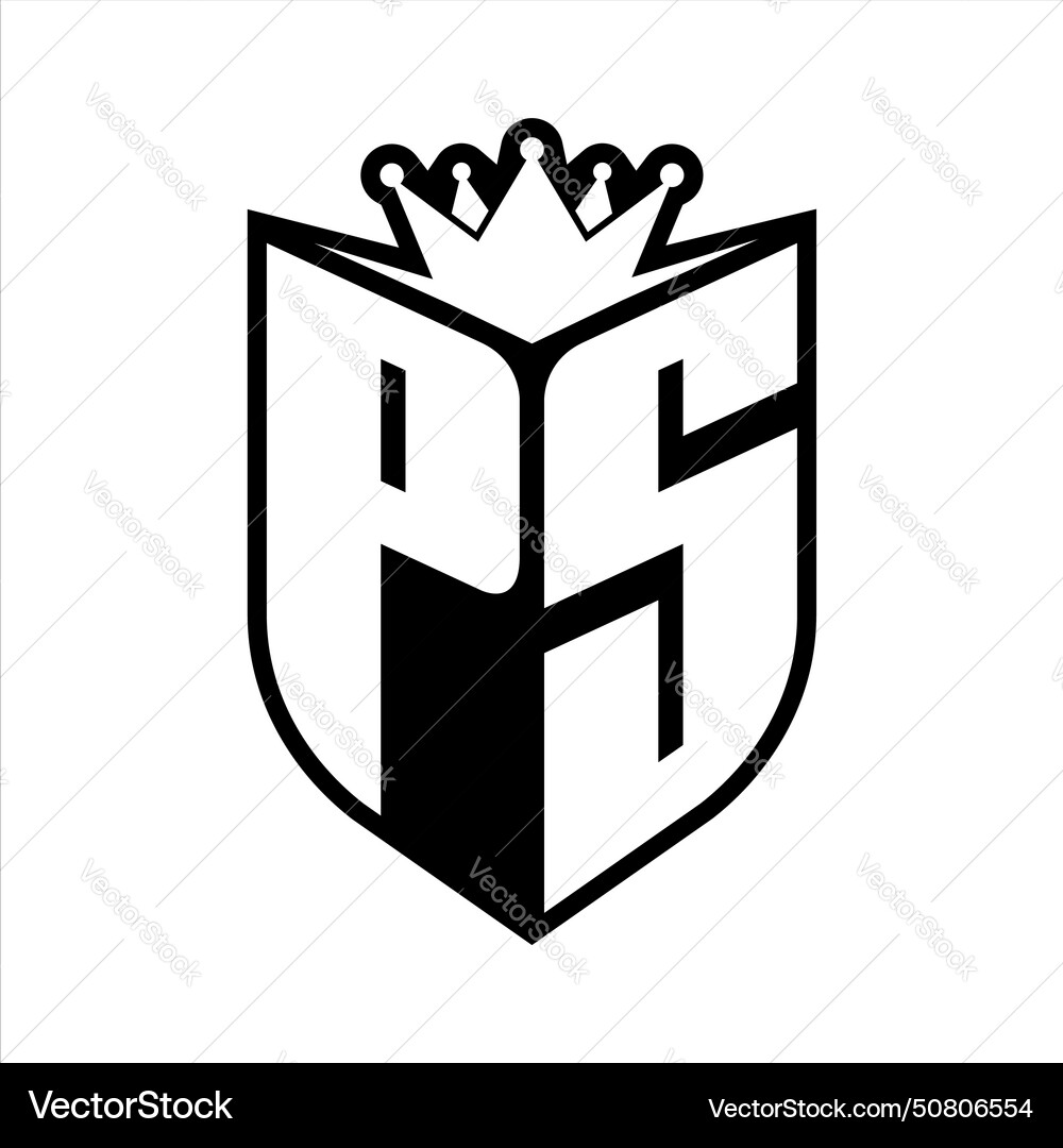 Ps letter bold monogram with shield shape Vector Image
