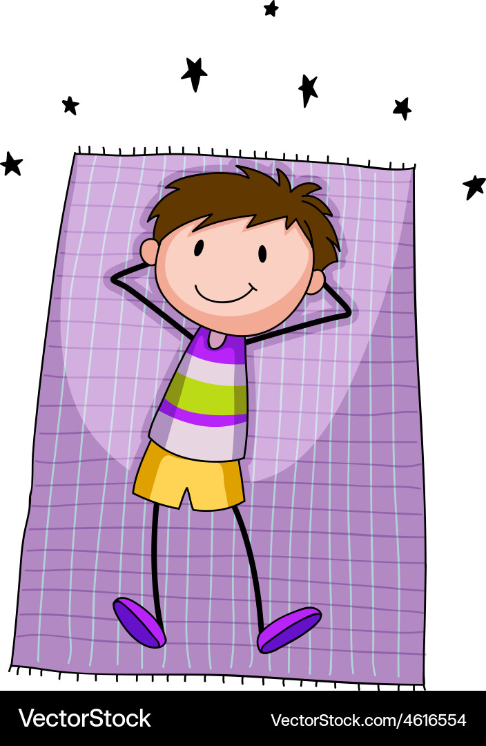 Relaxed Boy on a Mat Royalty Free Vector Image
