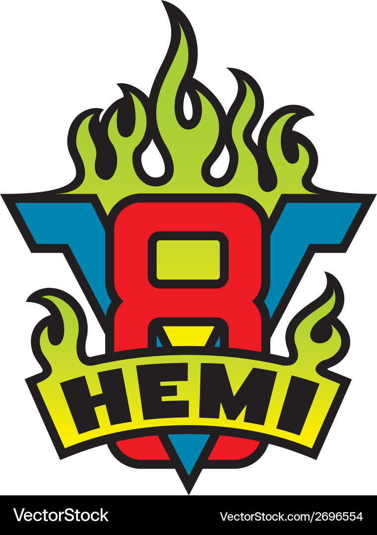 V8 HEMI Engine Emblem Royalty Free Vector Image