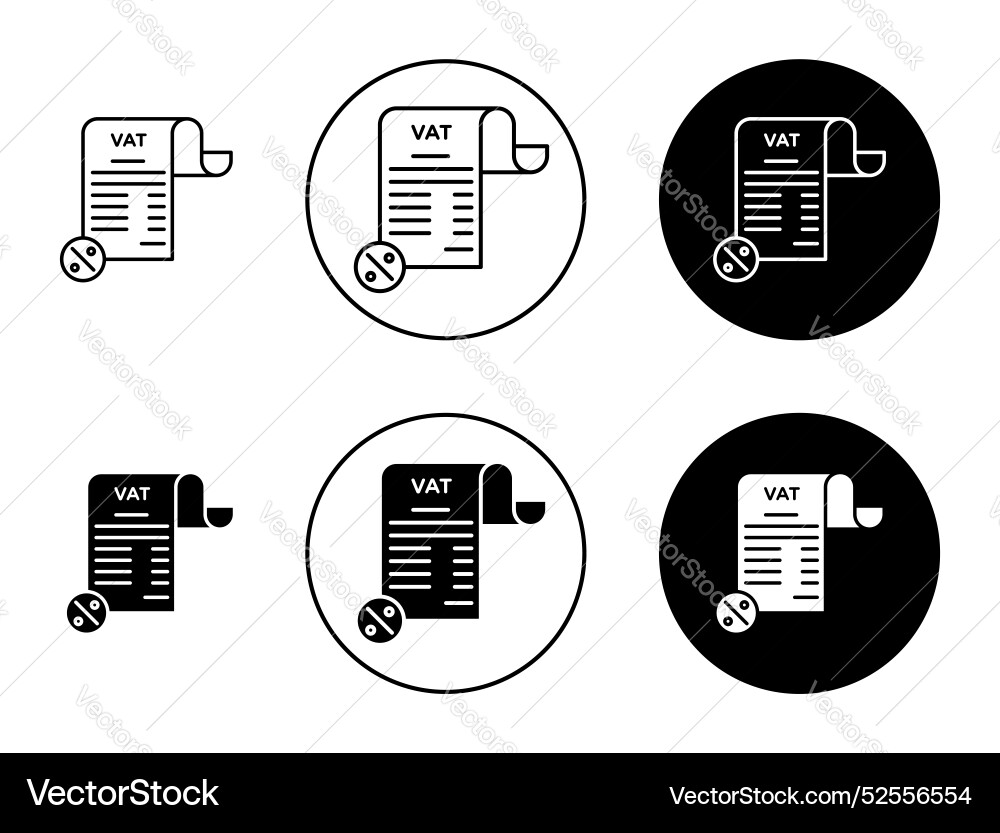Value added tax vat icon set on white background Vector Image