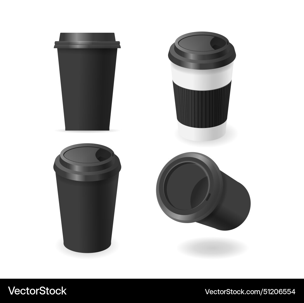 Various coffee cup mockups featuring isolated Vector Image