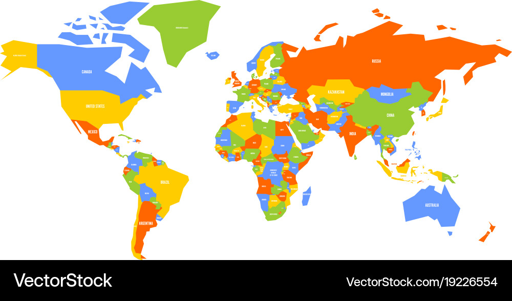 World Map with Country Labels Royalty Free Vector Image