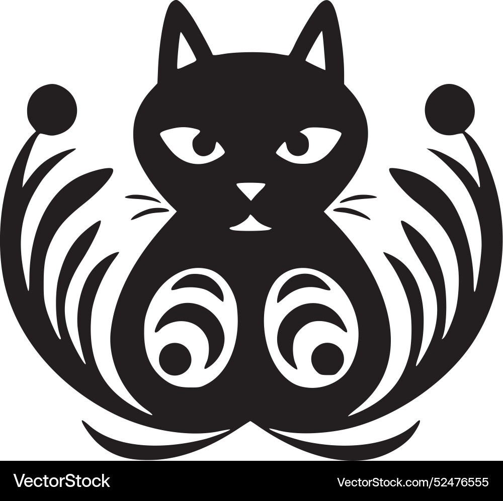 Cat - black and white Royalty Free Vector Image