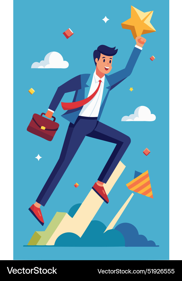 Confident businessman jumping to success Vector Image