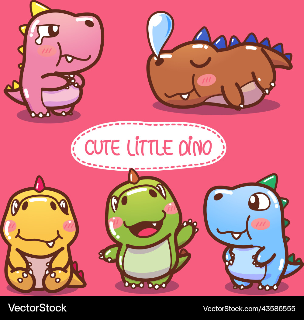 Cute little dinosaurs collection Royalty Free Vector Image