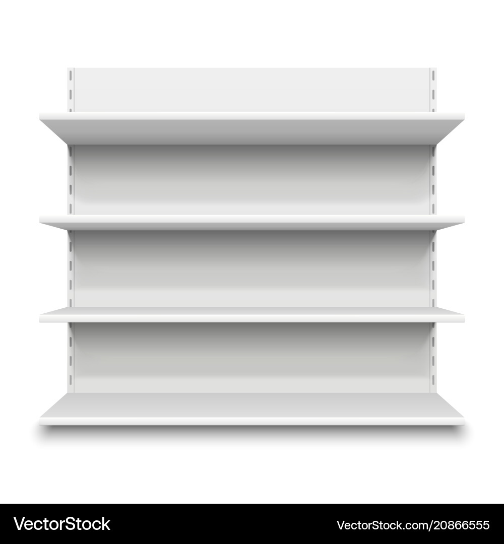 Empty supermarket shelf retail store white blank Vector Image
