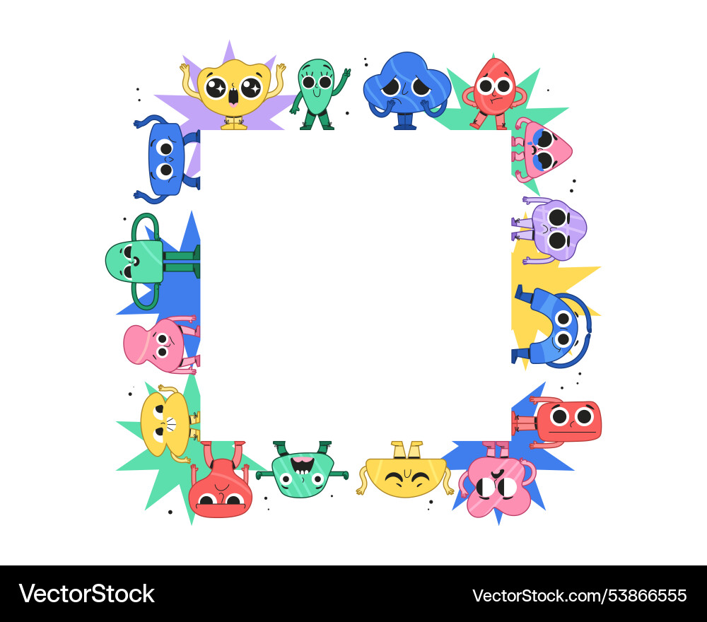 Flat abstract character emotions frame Royalty Free Vector