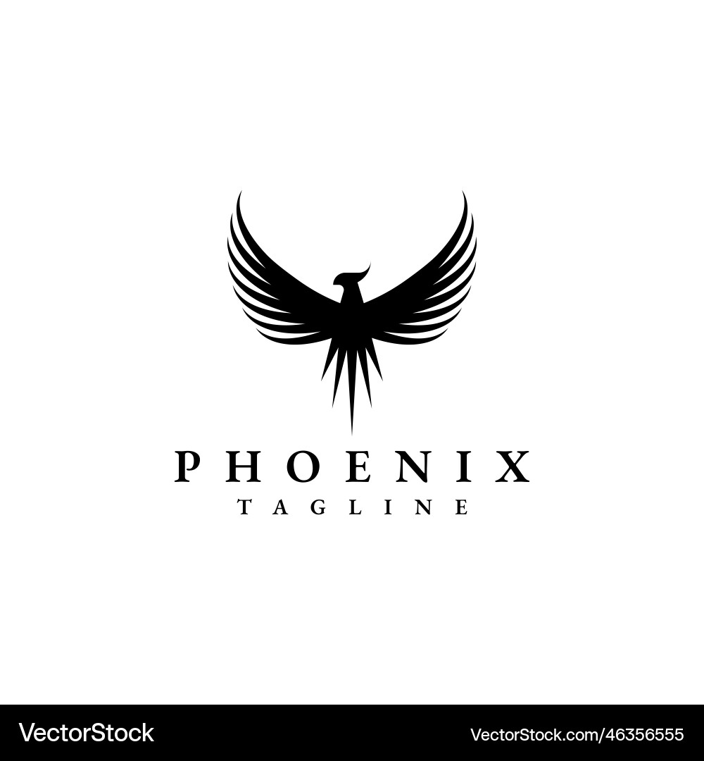 Flying phoenix silhouette logo design Royalty Free Vector
