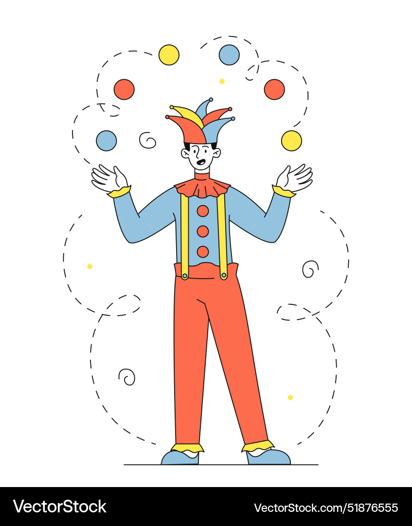 Jester perform concept man in bright clothes Vector Image