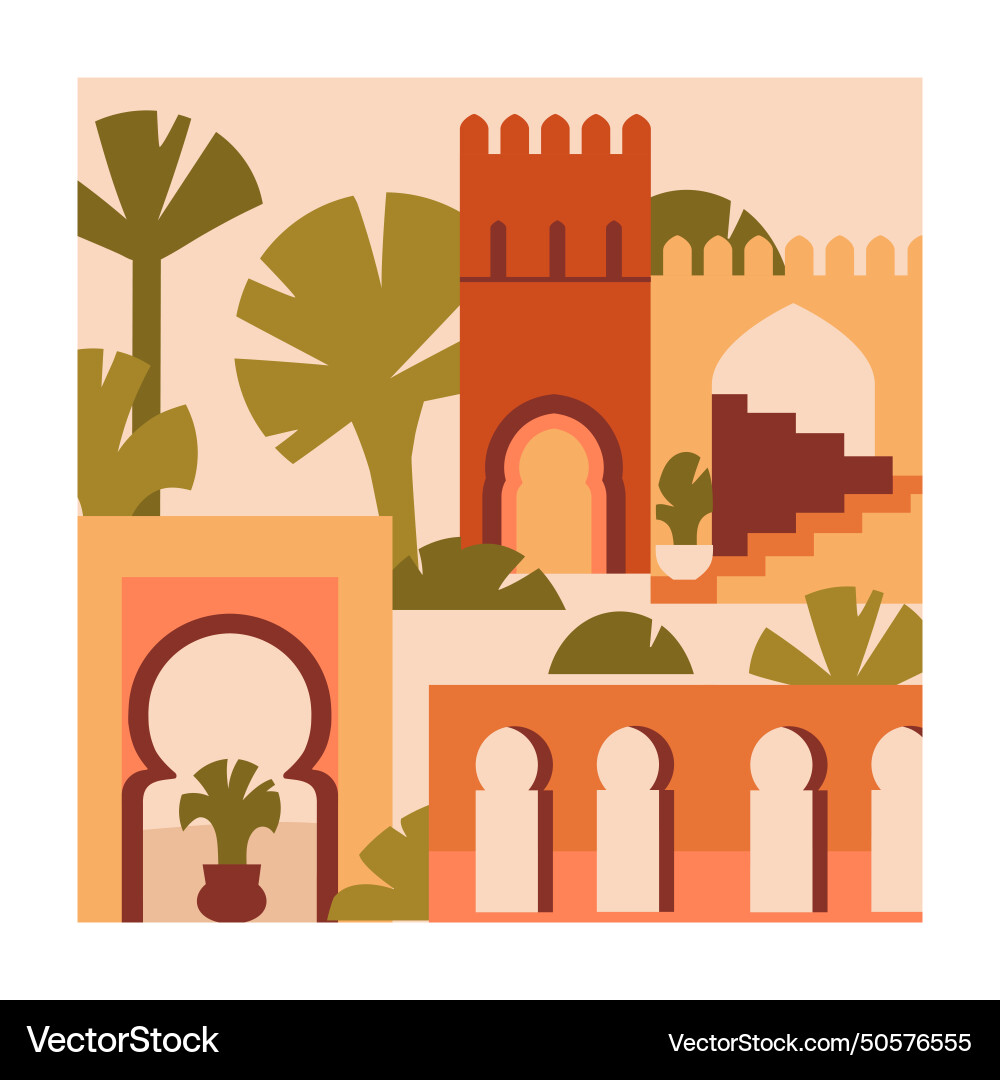 Morocco marrakech card moroccan building berber Vector Image