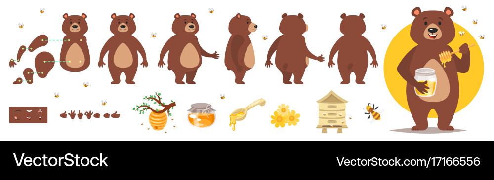 Bear character for animation Royalty Free Vector Image